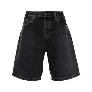 Acne Studios Wide Leg Knee Length Denim Shorts - Black
