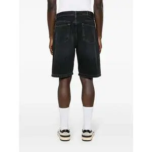 Acne Studios Wide Leg Knee Length Denim Shorts - Black