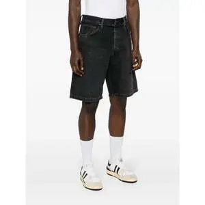 Acne Studios Wide Leg Knee Length Denim Shorts - Black