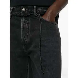 Acne Studios Wide Leg Knee Length Denim Shorts - Black