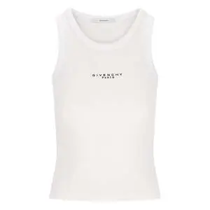 Givenchy Ribbed Knit Sleeveless Top With Logo Print