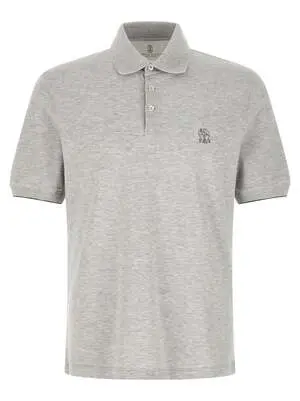 Brunello Cucinelli Brunello Cucinelli Men Logo Piqué Polo Shirt Gray