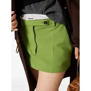 Miu Miu Straight Skirt With Logo Detail