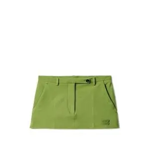 Miu Miu Straight Skirt With Logo Detail - Green