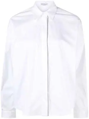 Brunello Cucinelli Cotton Blouse With Monili Trim - Multicolor