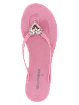 Mach & Mach Double Heart Embellished Rubber Thong Sandals - Pink