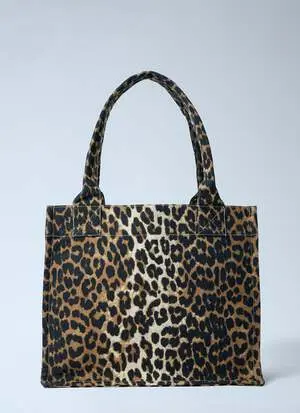 GANNI Leopard Print Canvas Tote Bag