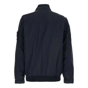 Stone Island Lightweight Zip-up Jacket With Logo Patch - Black