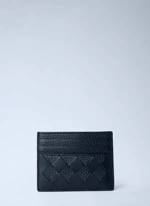 Bottega Veneta Intrecciato Leather Card Holder - Black