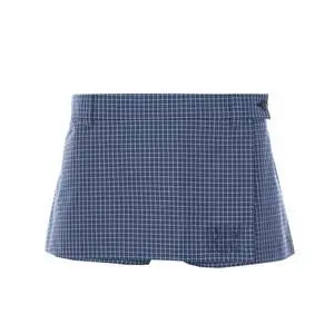 Miu Miu Check Print Wrap Front Mini Skirt