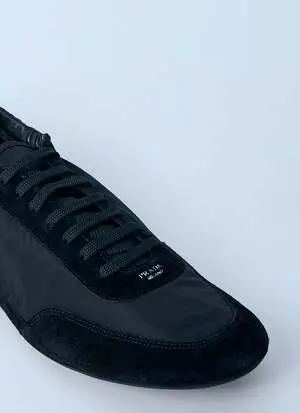 Prada Re-nylon And Suede Collapse Sneakers - Black