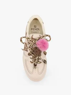 Fendi Leather Platform Sneakers With Charm Detail - Multicolor