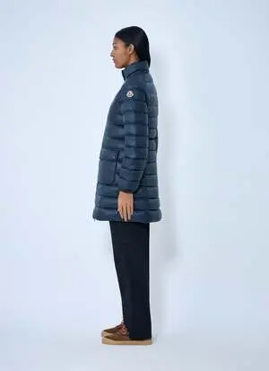 Moncler Genet Down Quilted Long Coat - Blue