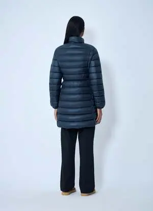 Moncler Genet Down Quilted Long Coat - Blue