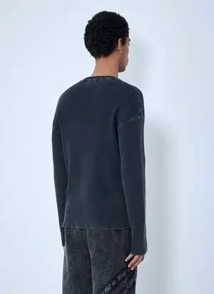 DIESEL® K-darren-d Ribbed Cotton Sweater With Chest Logo - Black