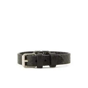 Valentino Garavani Grained Leather Bracelet With Silver-tone Hardware - Black
