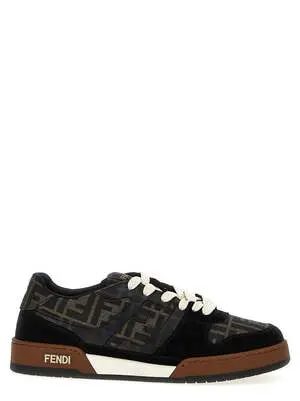 Fendi Ff Jacquard And Suede Lace-up Sneakers - Multicolor
