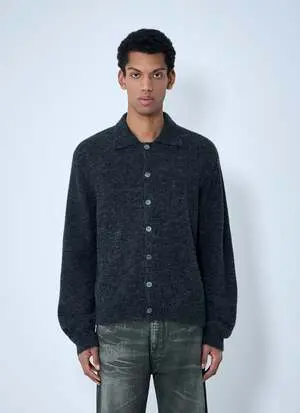 Our Legacy OUR LEGACY Button-Down Cardigan In Textured Wool Blend Black