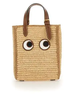 ANYA HINDMARCH Eyes Raffia Tote Bag - Cream