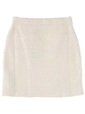 SELF-PORTRAIT Wool Blend Miniskirt With Embellished Pockets - Cream