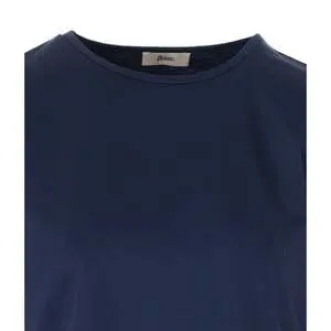 Herno Short Sleeve T-shirt With Side Slits And Button Detail - Blue