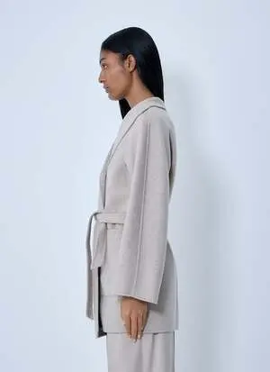 Max Mara Cashmere Wrap Coat With Belt Detail - Cream