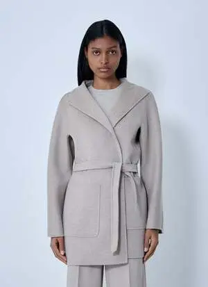 Max Mara Cashmere Wrap Coat With Belt Detail - Cream