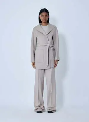 Max Mara Cashmere Wrap Coat With Belt Detail - Cream
