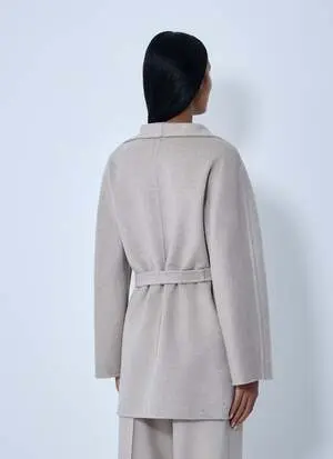 Max Mara Cashmere Wrap Coat With Belt Detail - Cream