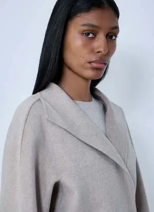 Max Mara Cashmere Wrap Coat With Belt Detail - Cream