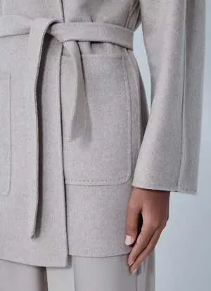 Max Mara Cashmere Wrap Coat With Belt Detail - Cream
