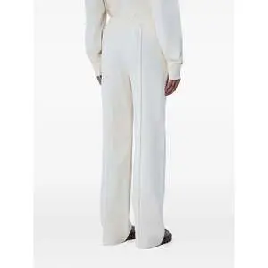 Moncler Straight Trousers With Logo Patch - Cream