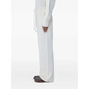 Moncler Straight Trousers With Logo Patch - Cream