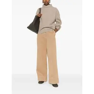Brunello Cucinelli High Neck Sequin Embellished Ribbed Knit Sweater