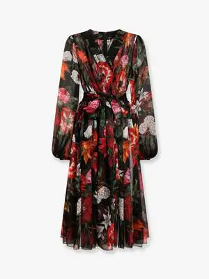 Dolce & Gabbana Floral Print Chiffon Dress - Multicolor