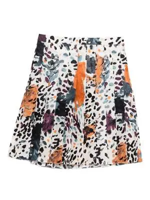 Fendi FENDI Falena Print Pleated Silk Skirt Multicolor