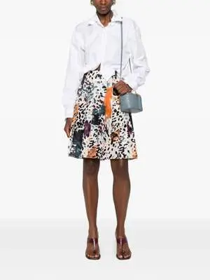 Fendi Falena Print Pleated Silk Skirt