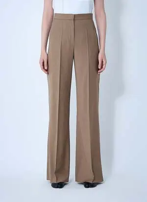 Max Mara MAX MARA Tailored Wool Grain-de-poudre Pants Brown