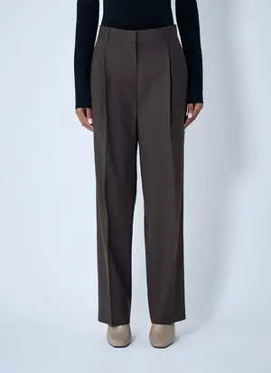 TOTEME Pleated Wool Twill Trousers - Brown