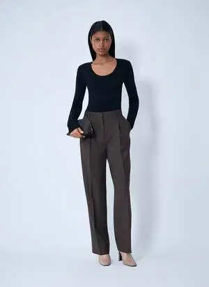 TOTEME Pleated Wool Twill Trousers - Brown