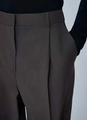 TOTEME Pleated Wool Twill Trousers - Brown