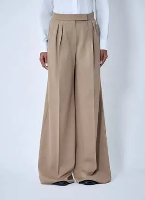 Max Mara Wool Blend Wide-leg Tailored Pants - Brown