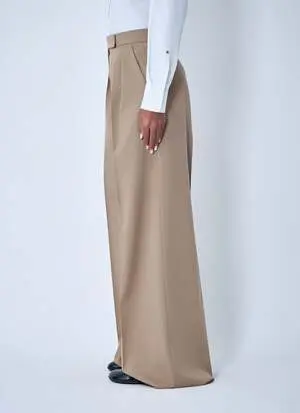 Max Mara Wool Blend Wide-leg Tailored Pants - Brown