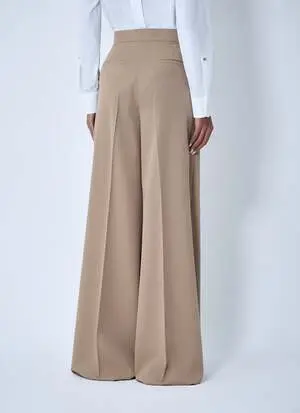 Max Mara Wool Blend Wide-leg Tailored Pants - Brown
