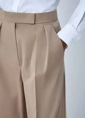 Max Mara Wool Blend Wide-leg Tailored Pants - Brown