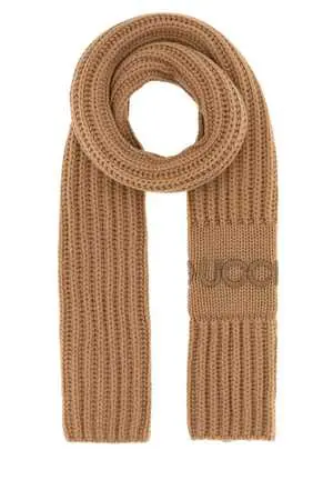 Gucci Camel Wool Blend Scarf - Brown
