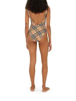 Burberry Check Plunge One-piece Swimsuit
