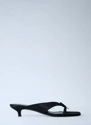 TOTEME Bow Detail Satin Kitten Heel Sandals - Black