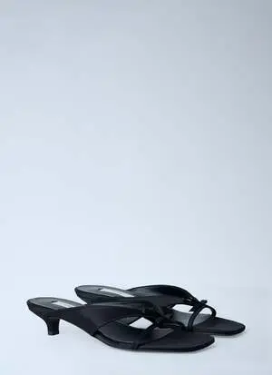TOTEME Bow Detail Satin Kitten Heel Sandals - Black