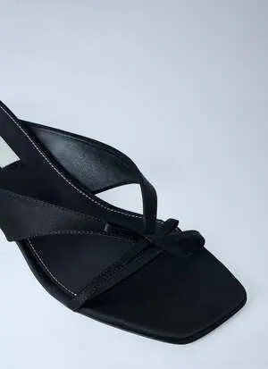TOTEME Bow Detail Satin Kitten Heel Sandals - Black